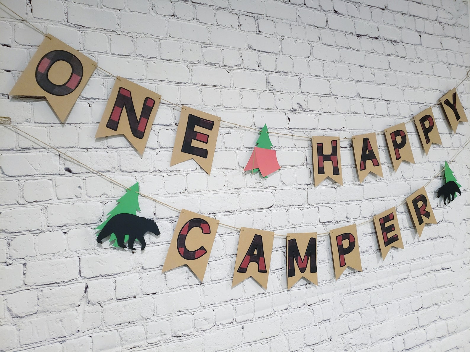 One Happy Camper Banner. Lumberjack Banner. Camping Birthday | Etsy