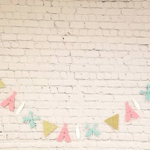 Boho Teepee Garland: Coral, Mint, Gold Party Decorations - Etsy