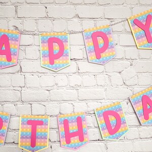 Pop It Theme Happy Birthday Banner. Pop It Birthday Party. Popit Banner ...