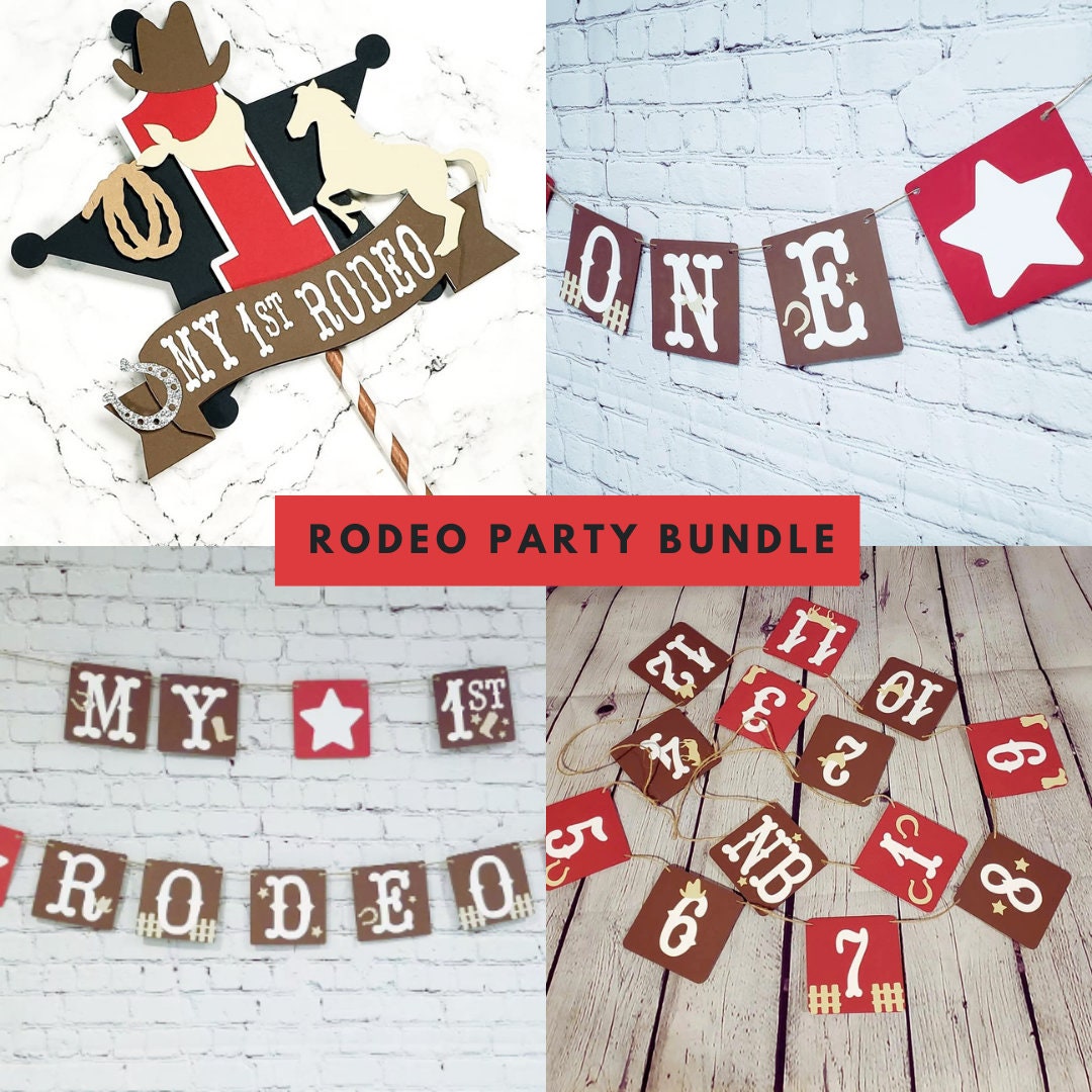 BUNDLE! My First Rodeo Birthday. My First Rodeo Banner. Cowboy Birthday ...