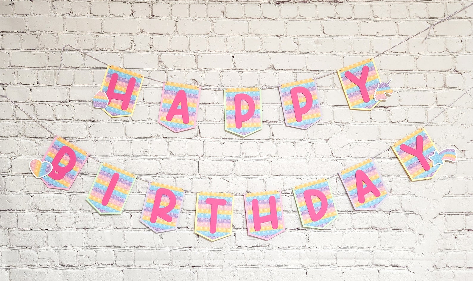 Pop It Theme Happy Birthday Banner. Pop It Birthday Party. Popit Banner ...
