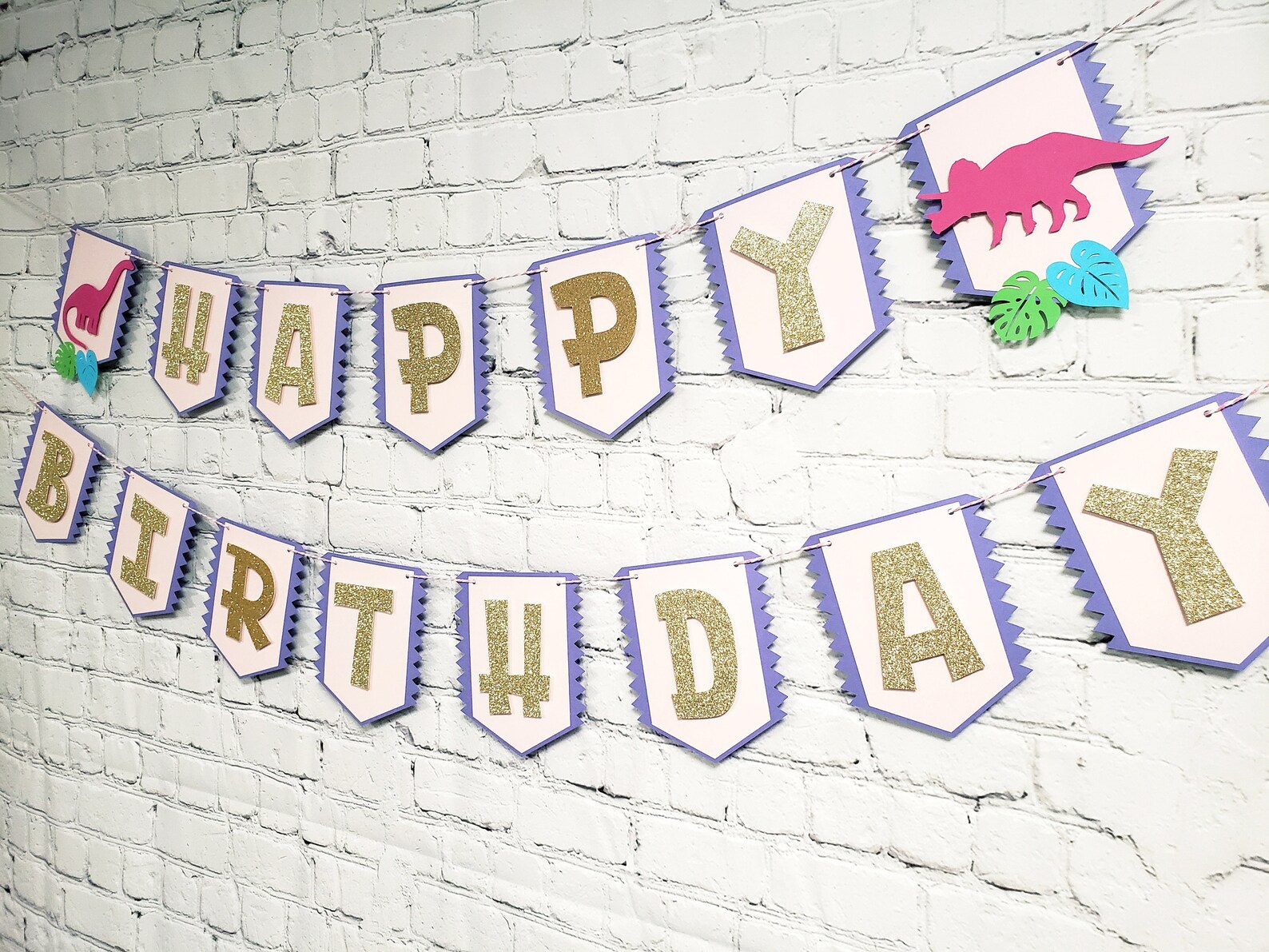 Personalized Dinosaur Name Banner. Girl Dinosaur Banner. Dino Party ...
