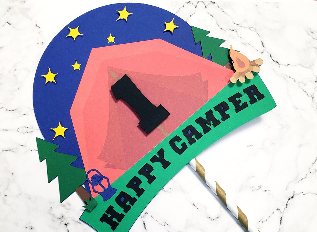 One Happy Camper Cake Topper. Lumberjack Cake Top. Camping Birthday ...