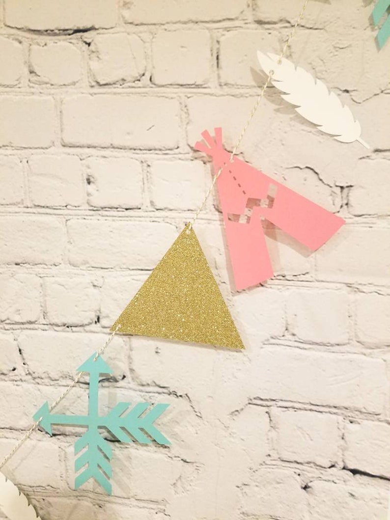 Boho Teepee Garland: Coral, Mint, Gold Party Decorations - Etsy