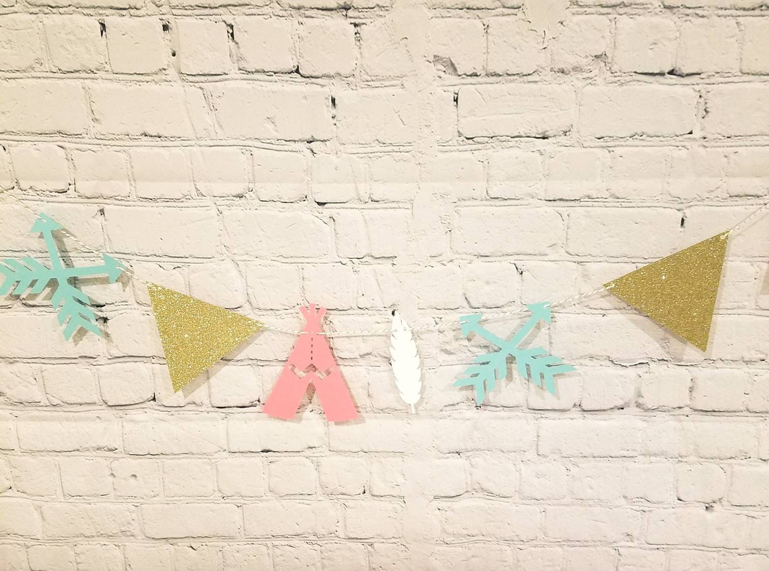 Boho Teepee Garland: Coral, Mint, Gold Party Decorations - Etsy
