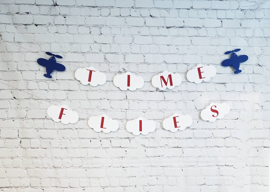 Time Flies Airplane Banner. Plane Party Decorations. Airplane Birthday ...