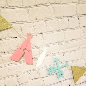 Boho Teepee Garland: Coral, Mint, Gold Party Decorations - Etsy