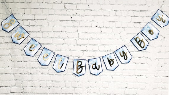 Sweet Baby Boy Banner. Baby Boy Shower Decorations. Blue Baby Shower ...