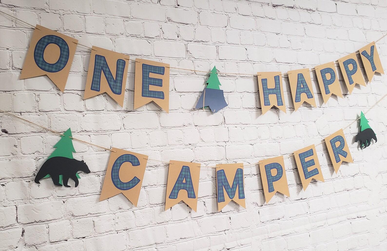 One Happy Camper Banner. Lumberjack Banner. Camping Birthday - Etsy