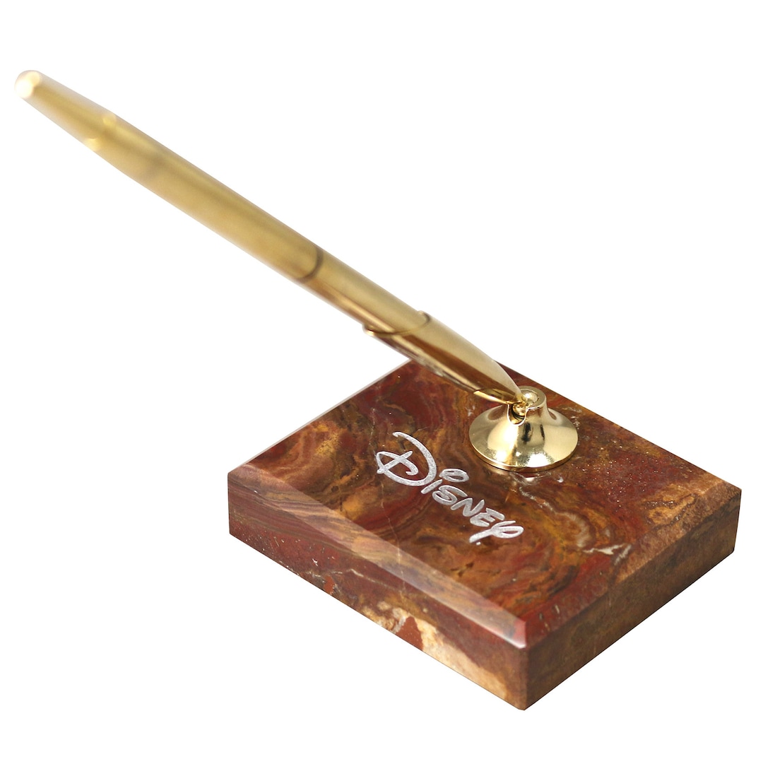 Custom Personalized Engraving Swirl Amber Onyx Marble Single Pen Stand ...