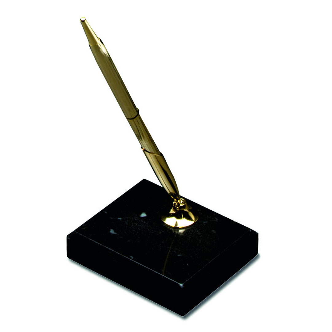 Marble Jet Black Marble Single Pen Stand - Etsy