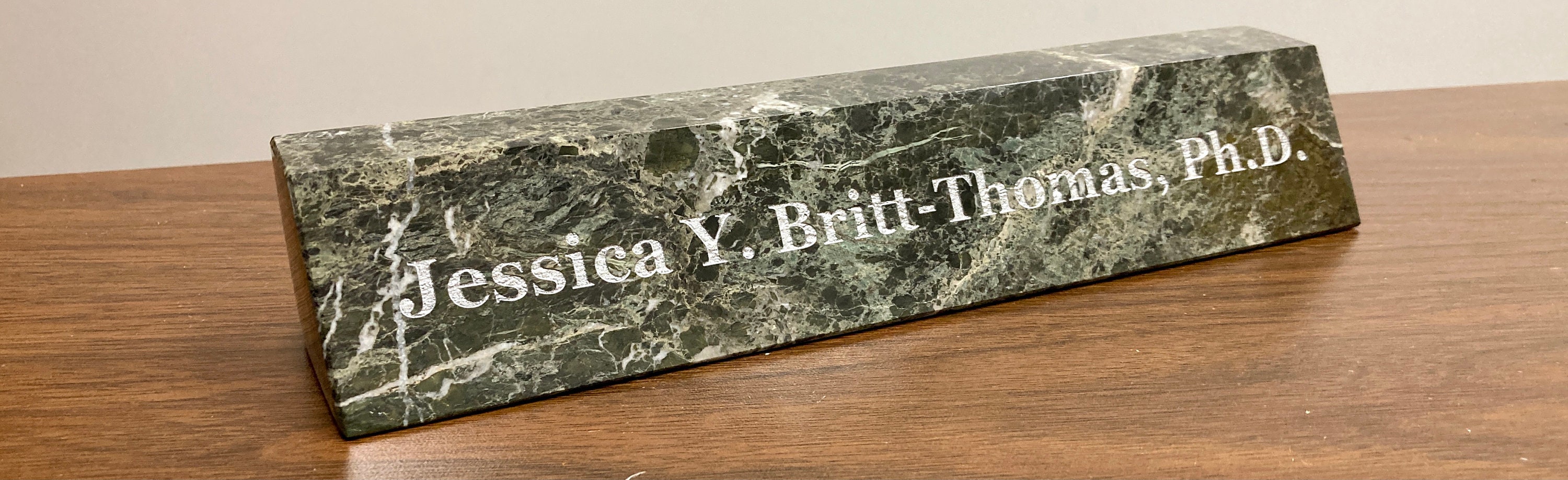 Custom Personalized Engraving Jade Green Leaf Marble Nameplate - Etsy