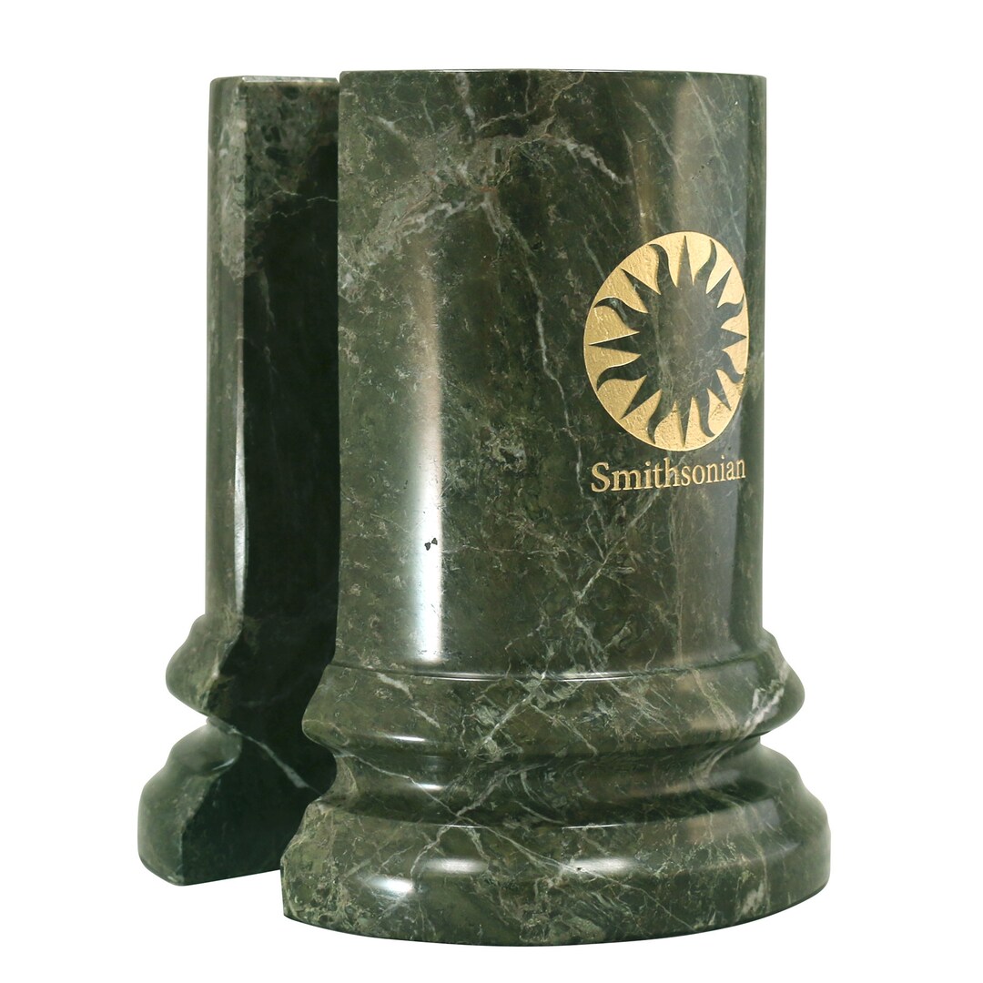 7" Jade Green Leaf Marble Column Bookends - Etsy