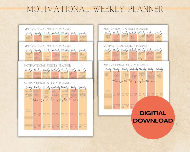 Motivational Weekly Planner Self-care Weekly Planner With - Etsy