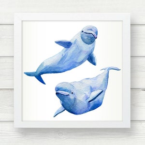 Beluga Whale Stack Whale Print Watercolor Print Poster Wall Decor ...