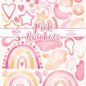 Pink Rainbow Png Watercolor Clipart Baby Shower Cute Clipart Modern ...