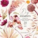 Floral Elements Boho Clipart Purple Flower Mix Marsala Flowers ...
