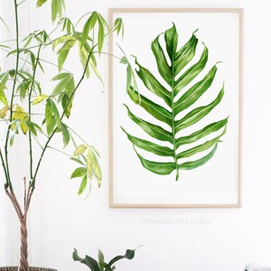 Palm Leaf Print Watercolor Painting Poster . Home Decor Printable Wall ...