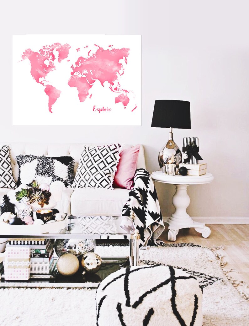 World Map Wall Art World Map Poster World Map Wall Decal - Etsy