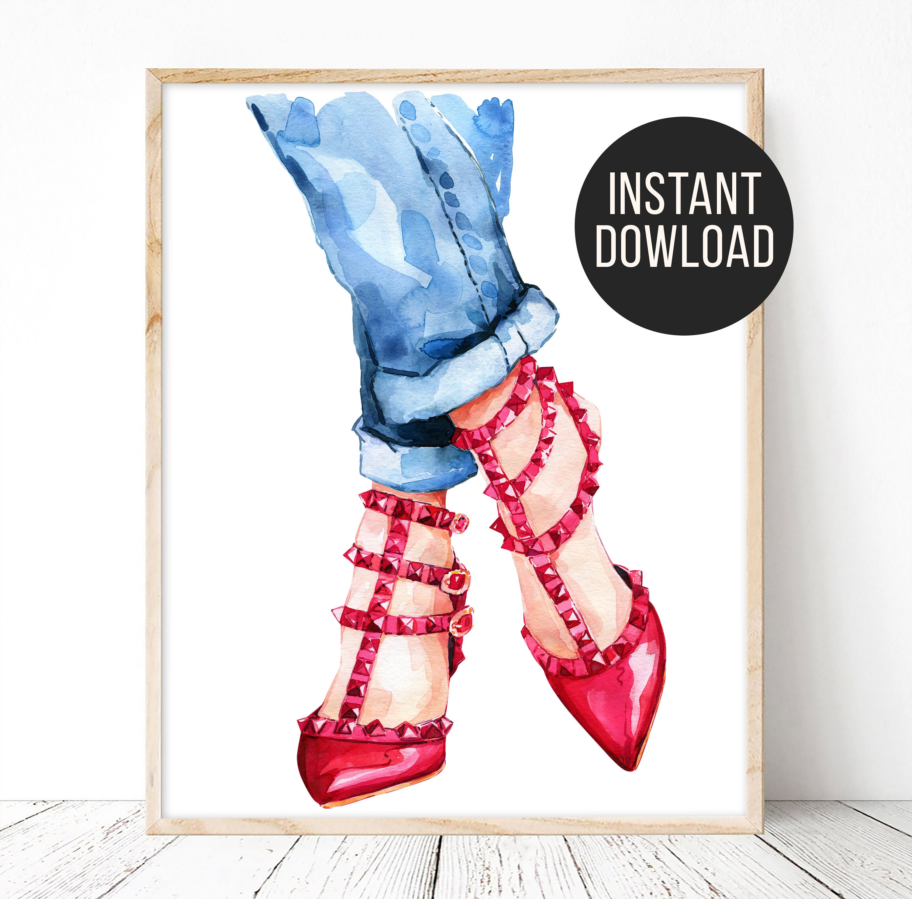 Fashion Sketch Red Shoes Art Print Shoes Illustration Shoes | Etsy