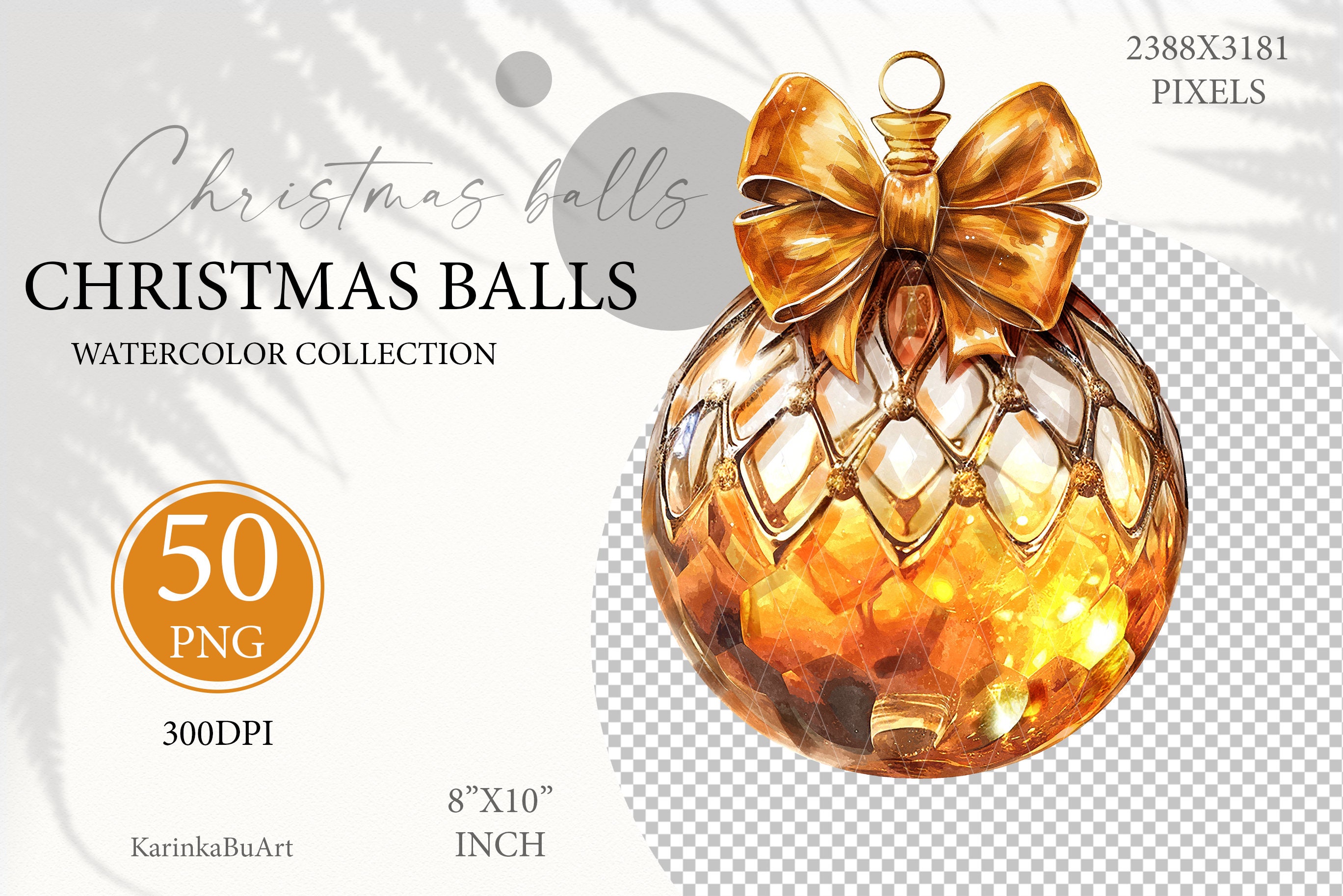 Gold Christmas Ornaments Clipart Bundle, Christmas Balls PNG, Ornaments ...