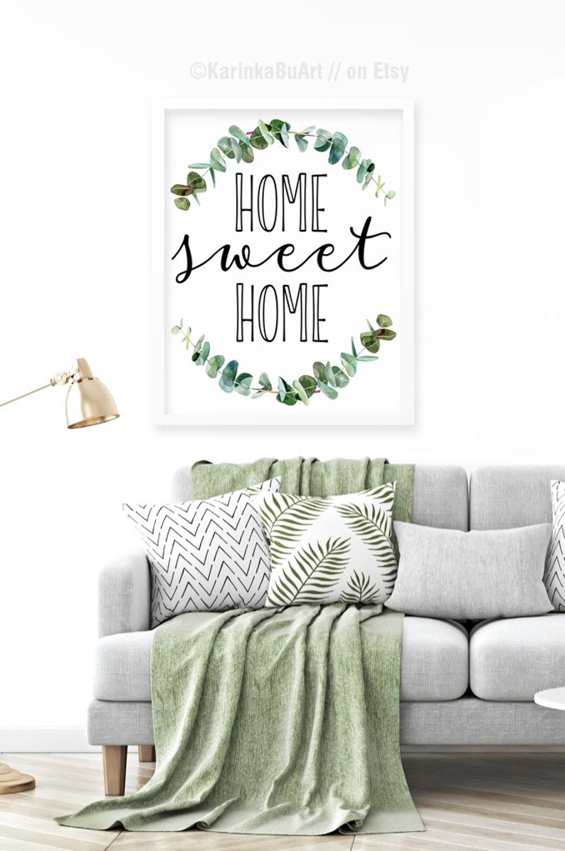 Eucalyptus Print Home Sweet Home Poster Entryway Decor - Etsy