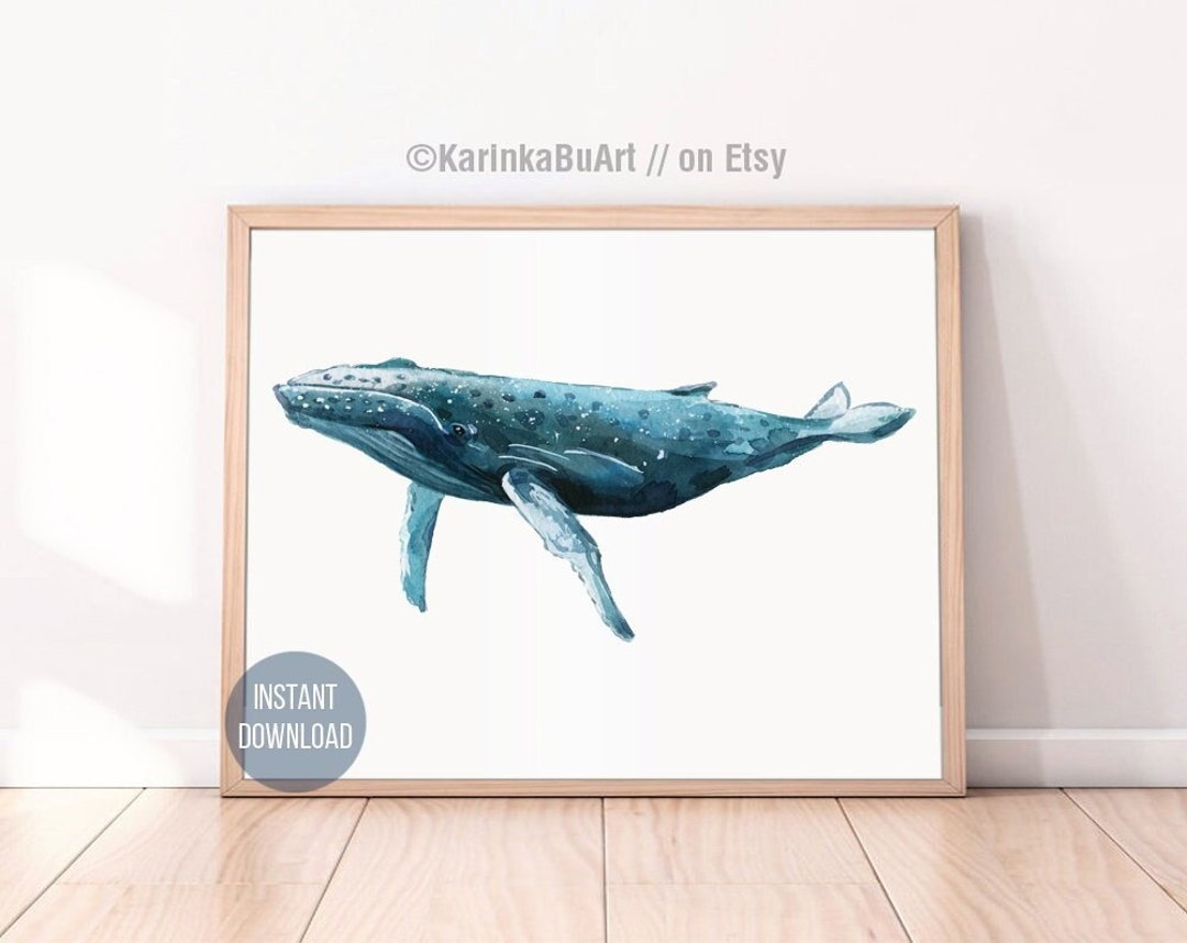 Whale Print Watercolor Whale Poster Wall Decor Whale Art Whale - Etsy