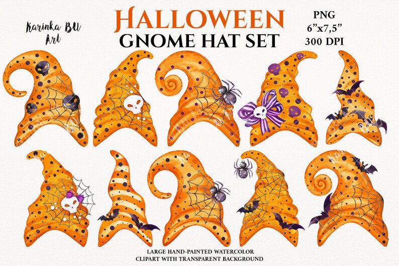 Halloween Gnome Hat Png Watercolor Halloween Clipart Halloween - Etsy