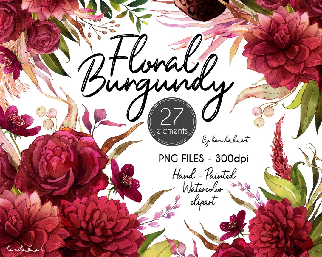 Floral Elements Boho Clipart Purple Flower Svg Marsala Flowers ...