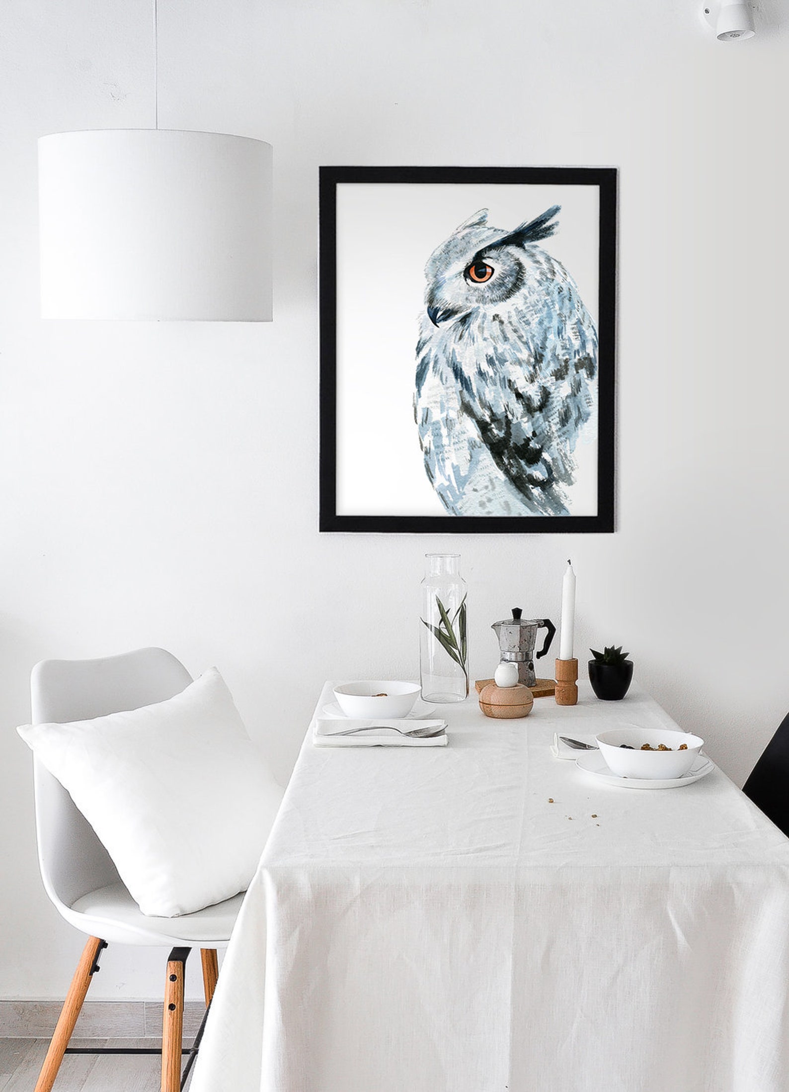 White Owl Print, Snowy Owl, Owl Hat, White Owl Decor, Owl Painting, Owl ...