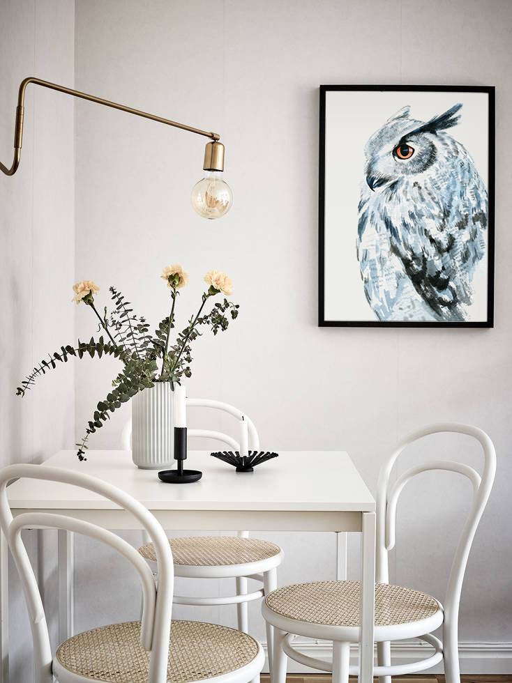 White Owl Print, Snowy Owl, Owl Hat, White Owl Decor, Owl Painting, Owl ...