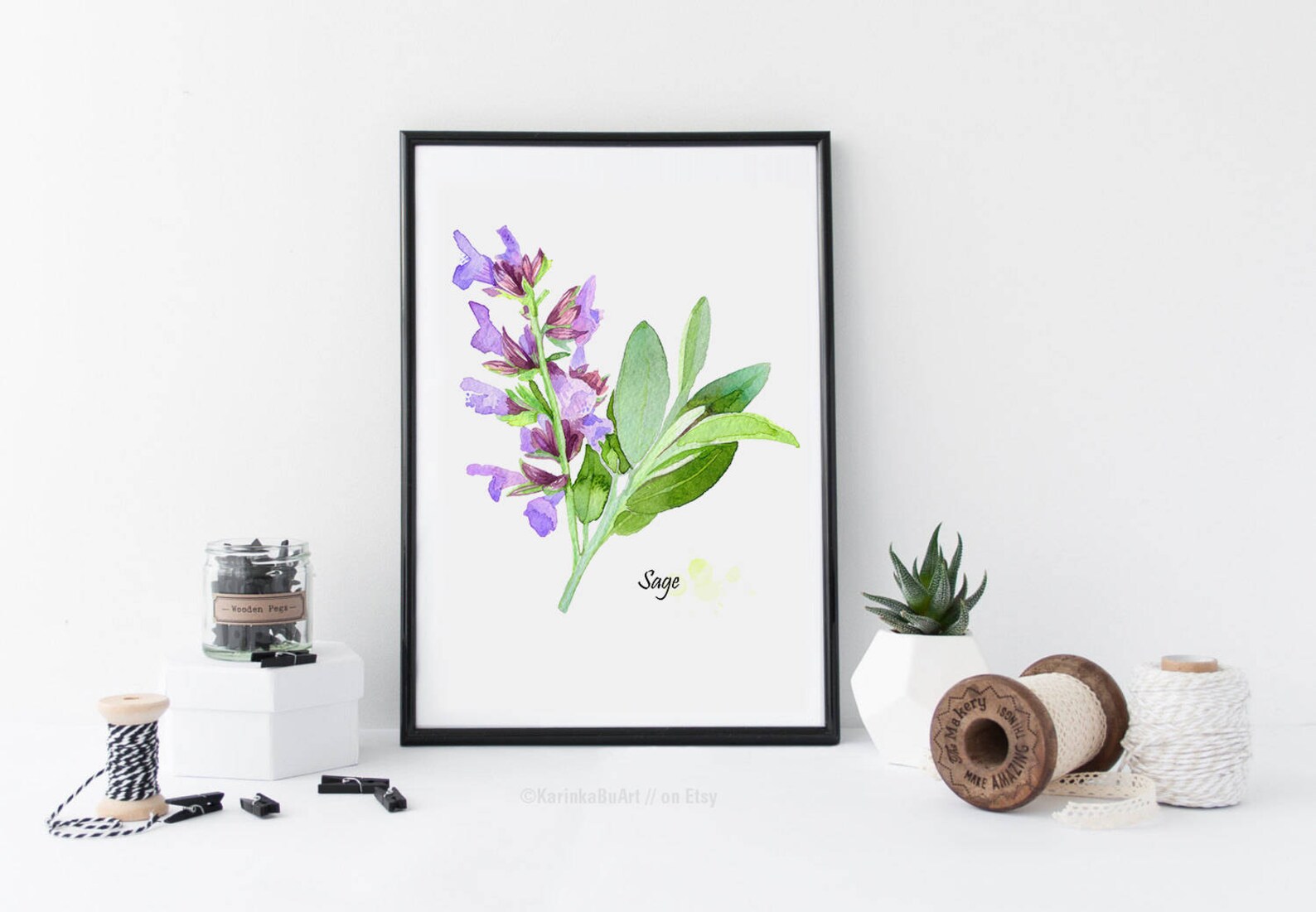 Watercolor Print Botanical Print Kitchen Poster Personalized | Etsy
