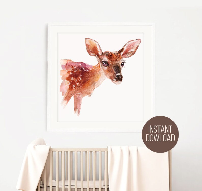 Baby Deer Printable Fawn Print Woodland Nursery Gender Deer - Etsy