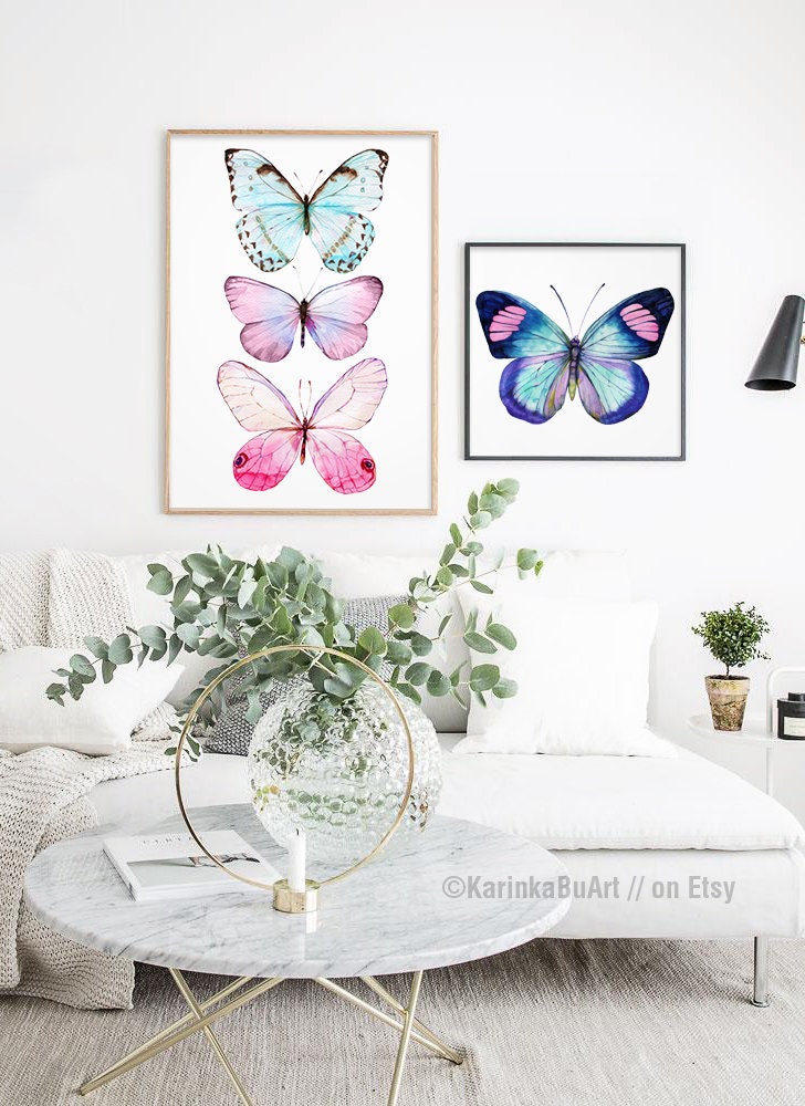 Watercolor Butterfly Poster Gallery Wall Set Butterfly Wall Art ...
