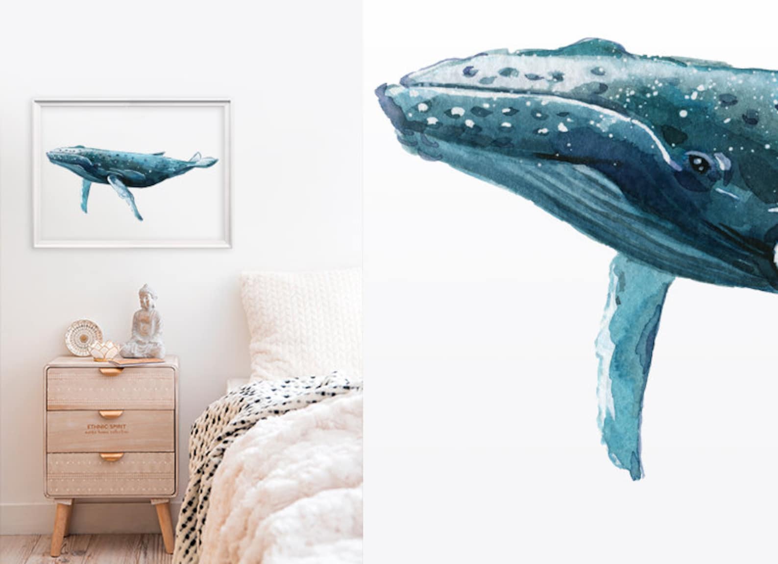 Whale print Watercolor Whale poster Wall decor whale art whale | Etsy