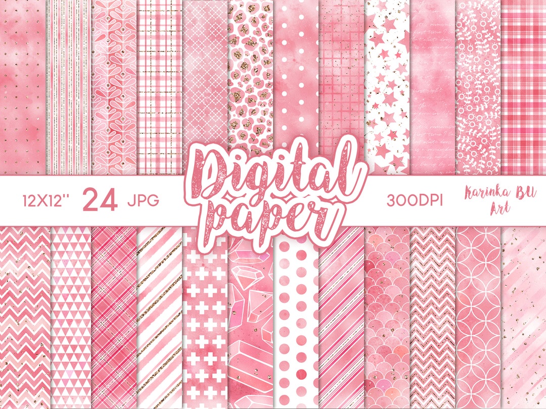 24 Blush Pink and Gold Digital Paper. Seamless Pattern Textures ...