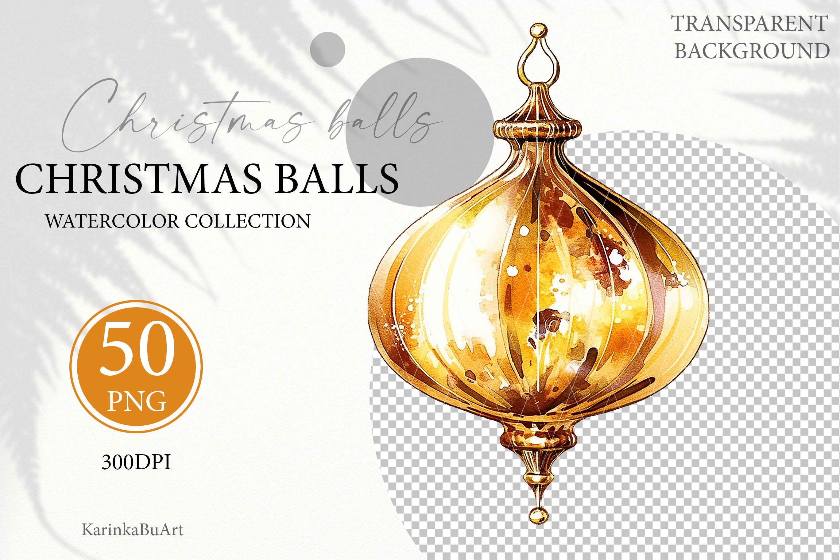 Gold Christmas Ornaments Clipart Bundle, Christmas Balls PNG, Ornaments ...