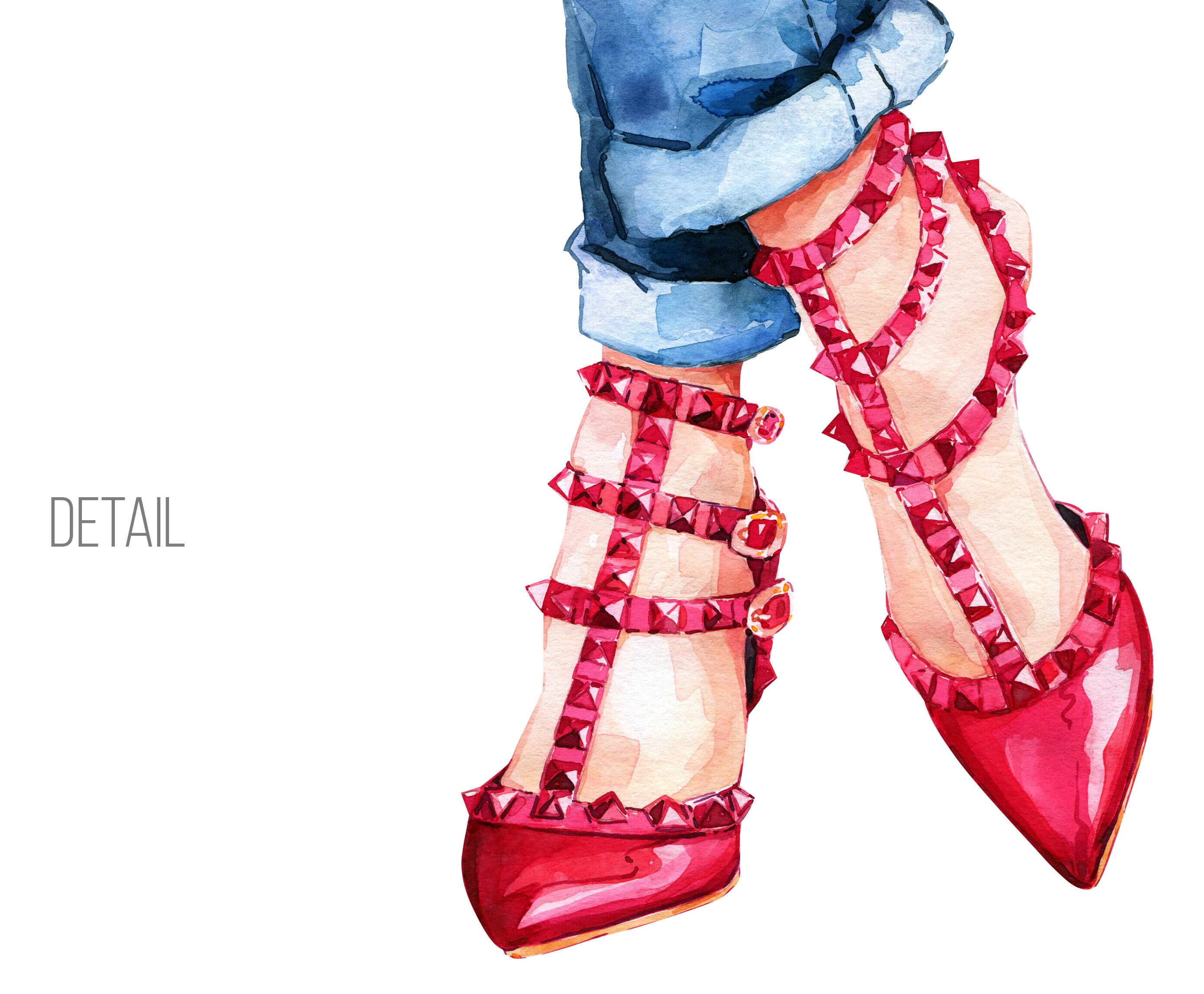 Fashion Sketch Red Shoes Art Print Shoes Illustration Shoes | Etsy