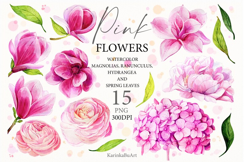 Floral Elements Boho Clipart Pink Flower Svg Spring Flowers - Etsy