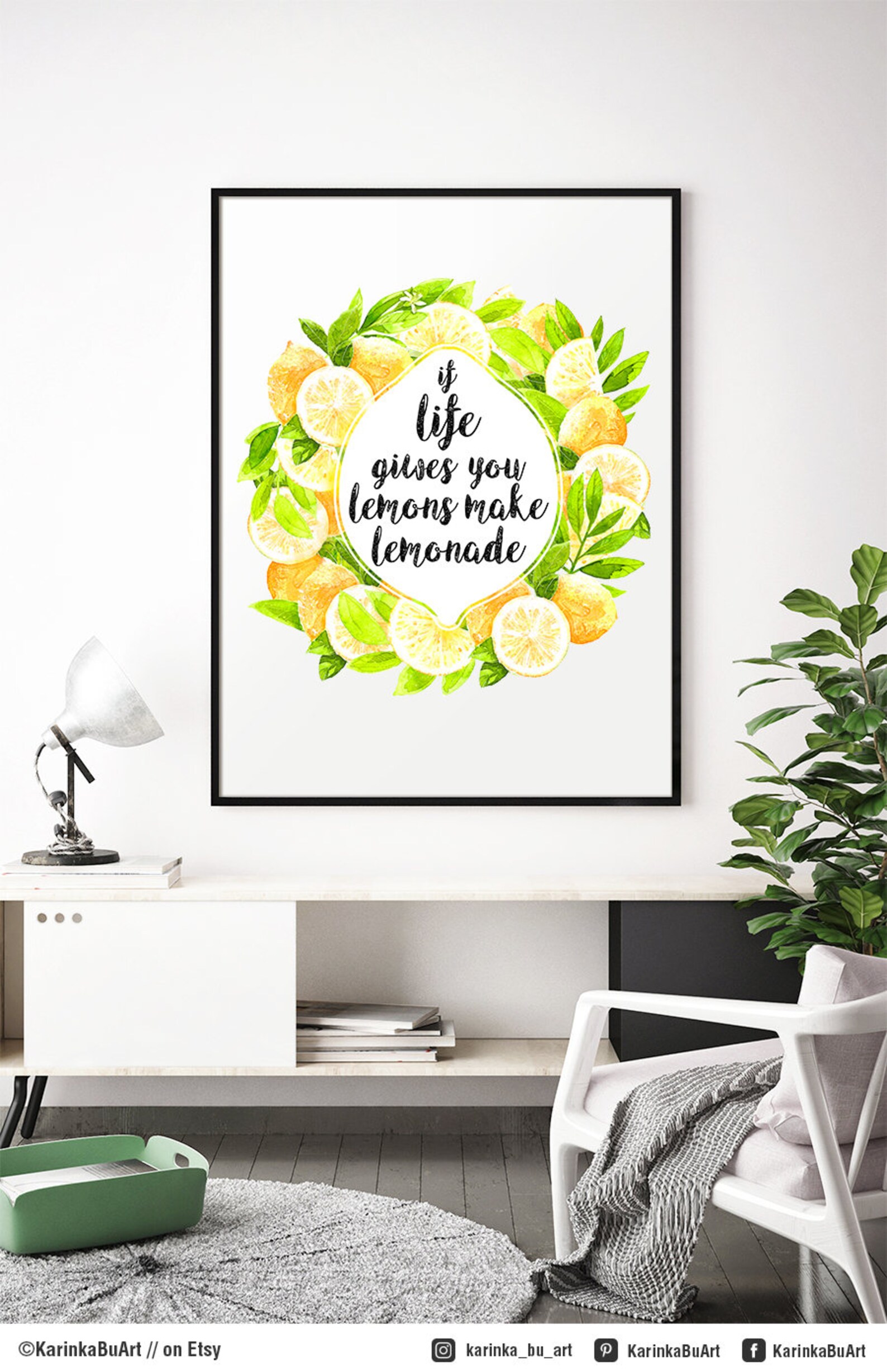 Lemon Kitchen Printable Quotes Lemons Printables Signs | Etsy