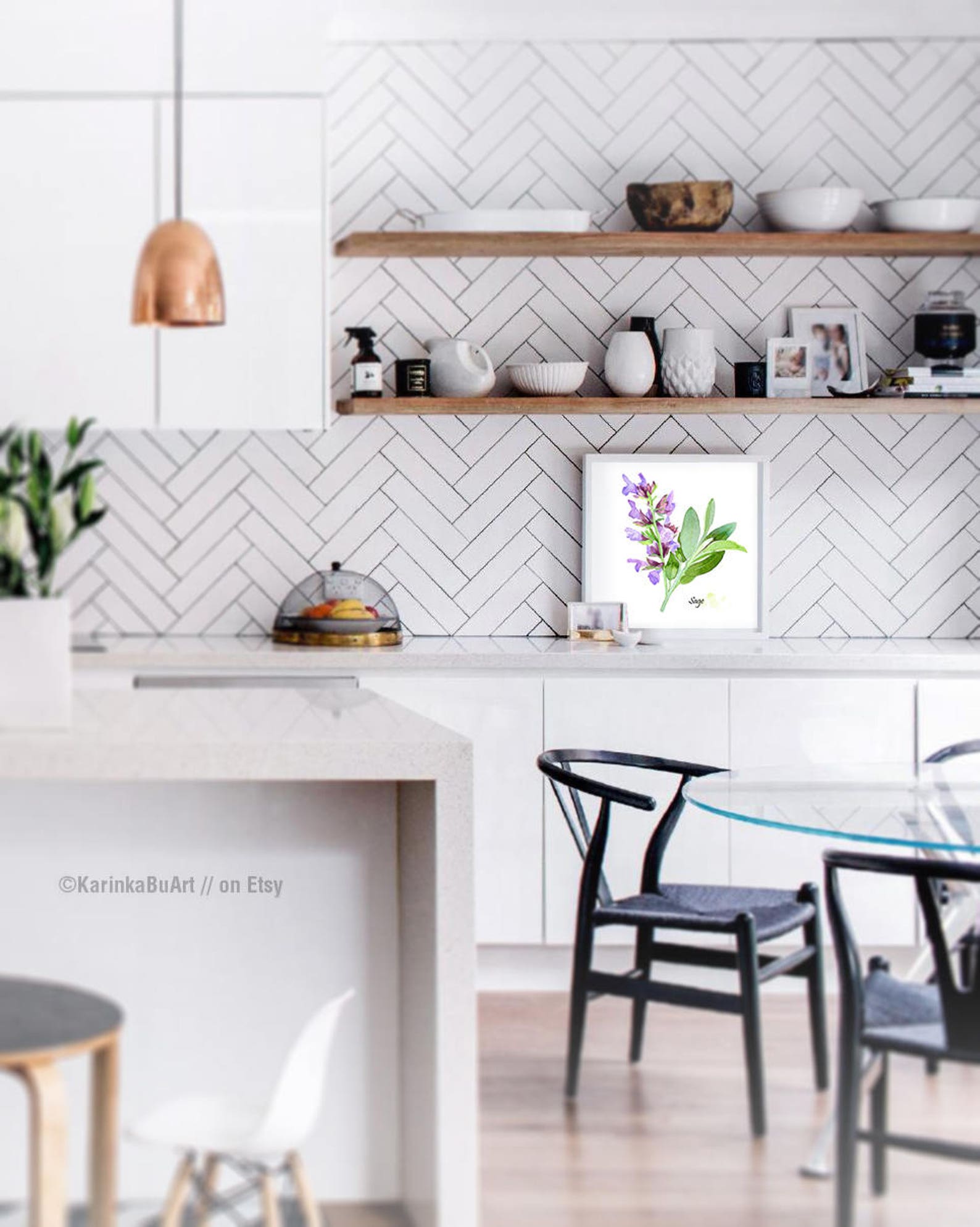 Watercolor Print Botanical Print Kitchen Poster Personalized | Etsy