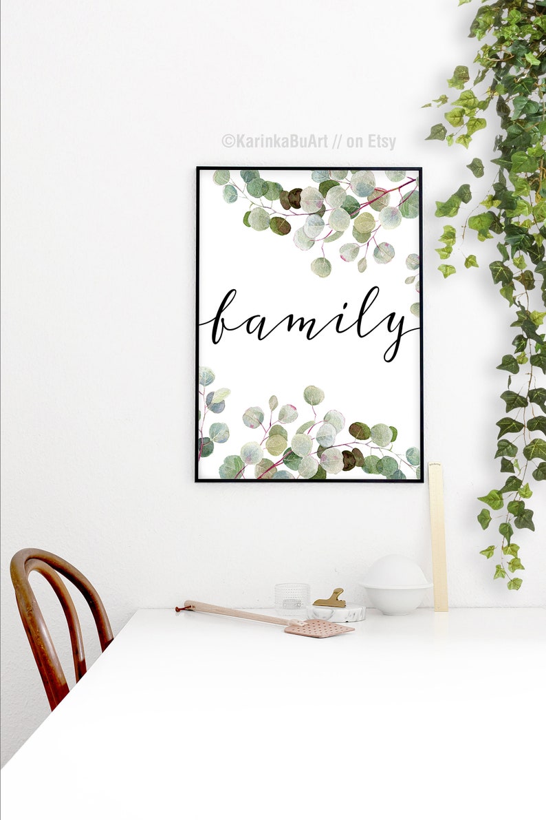 Family Poster Eucalyptus Print Eucalyptus Bouquet Poster Watercolor ...