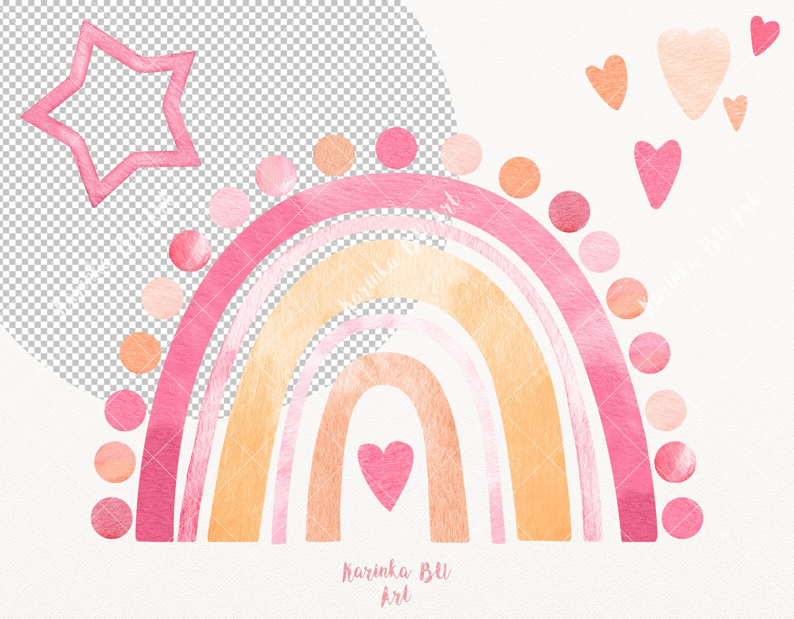 Pink Rainbow Png Watercolor Clipart Baby Shower Cute Clipart - Etsy