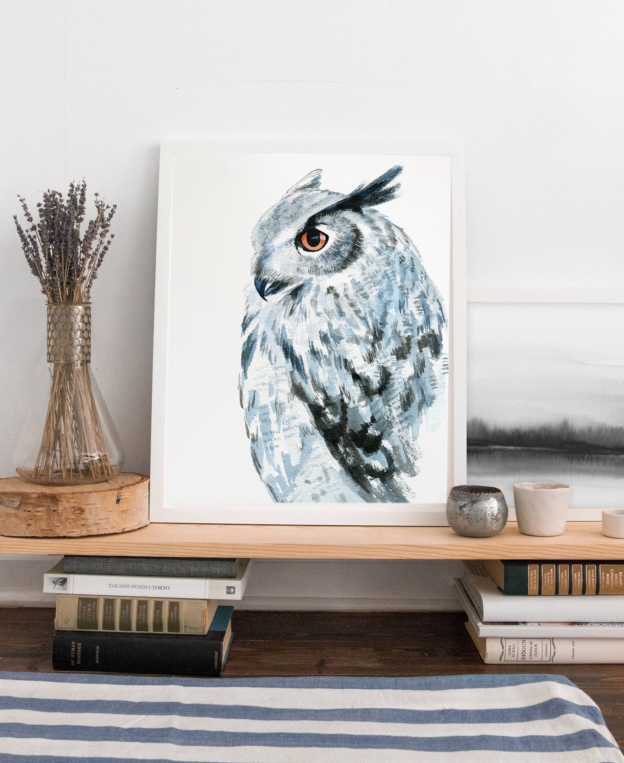 White Owl Print, Snowy Owl, Owl Hat, White Owl Decor, Owl Painting, Owl ...