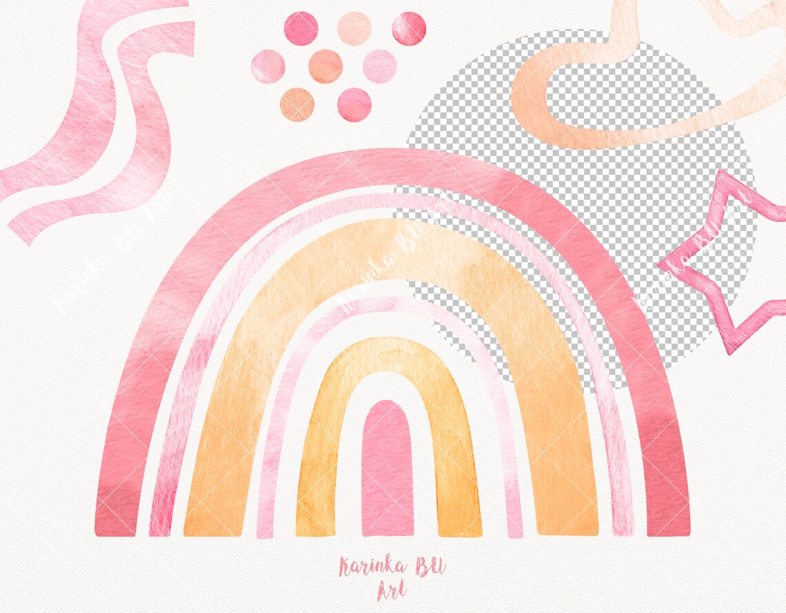 Pink Rainbow Png Watercolor Clipart Baby Shower Cute Clipart - Etsy