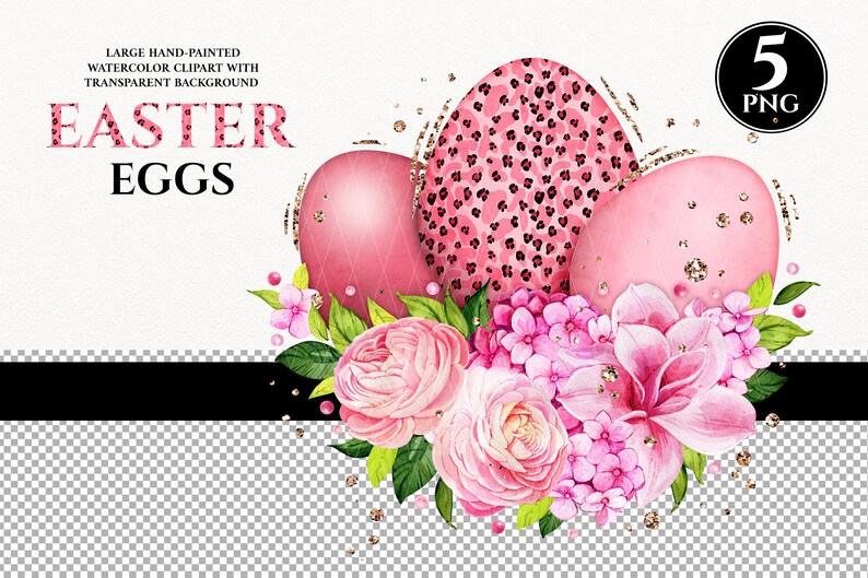Easter Clipart. Watercolor Easter Leopard Eggs Clipart. - Etsy