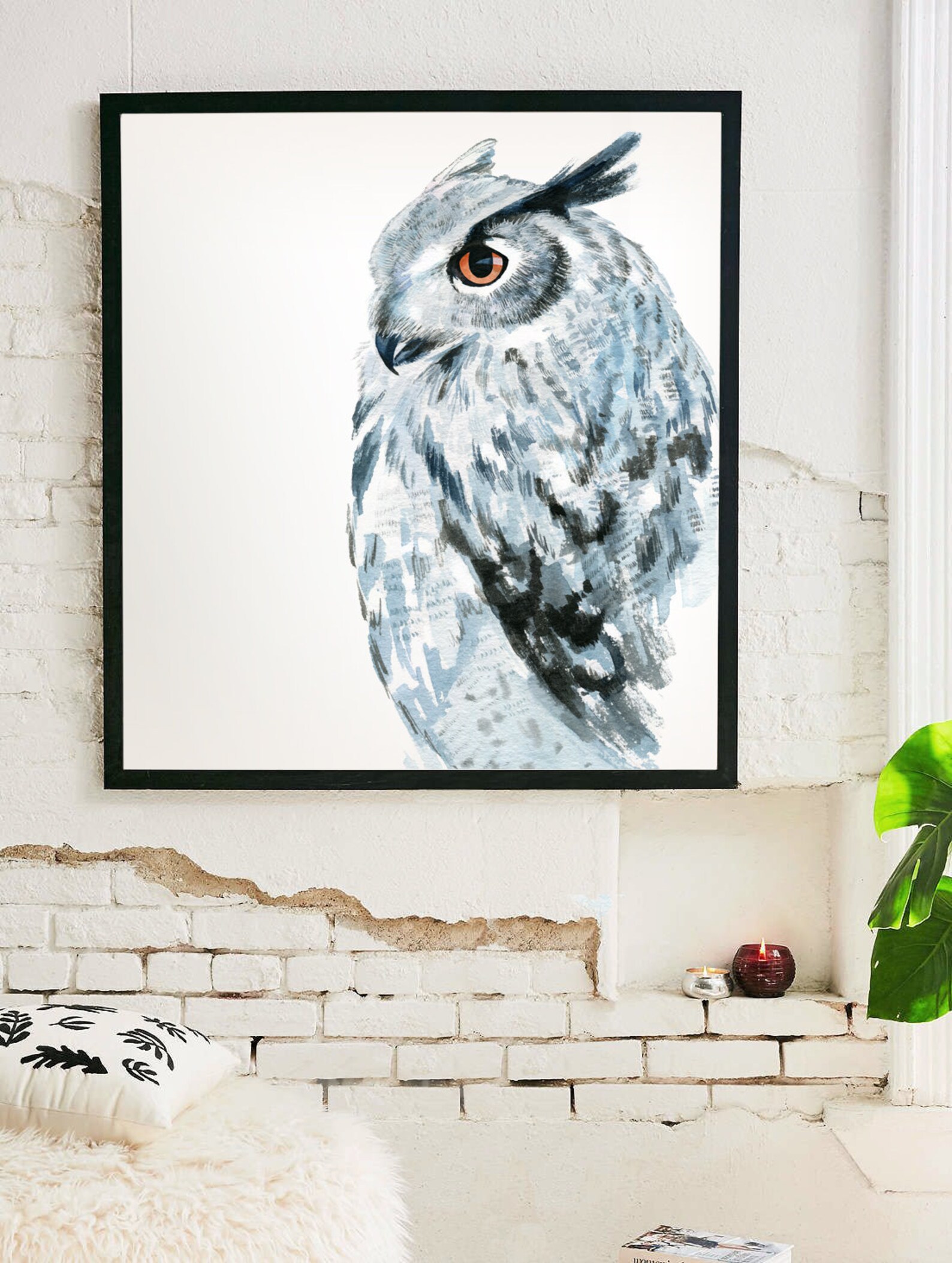 White Owl Print, Snowy Owl, Owl Hat, White Owl Decor, Owl Painting, Owl ...