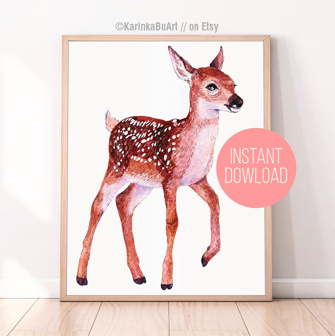 Baby Deer Printable Fawn Print Woodland Nursery Decor Deer Nursery Art ...