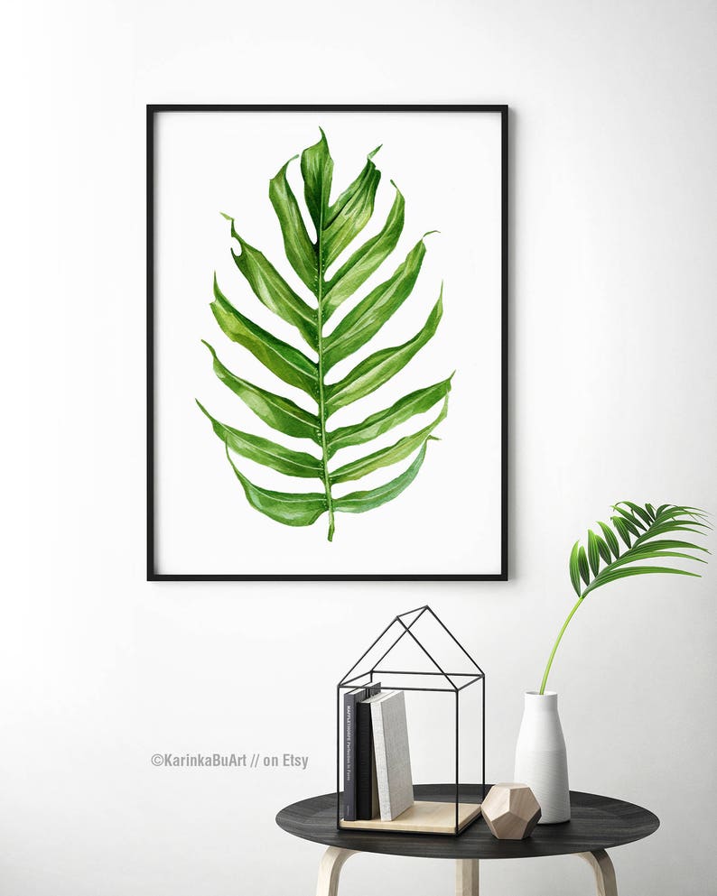 Palm leaf print Watercolor Painting Poster . Home decor | Etsy