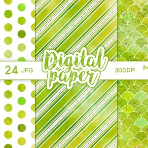 24 Green and Gold Digital Paper. Seamless Pattern Textures. Scrapbook ...